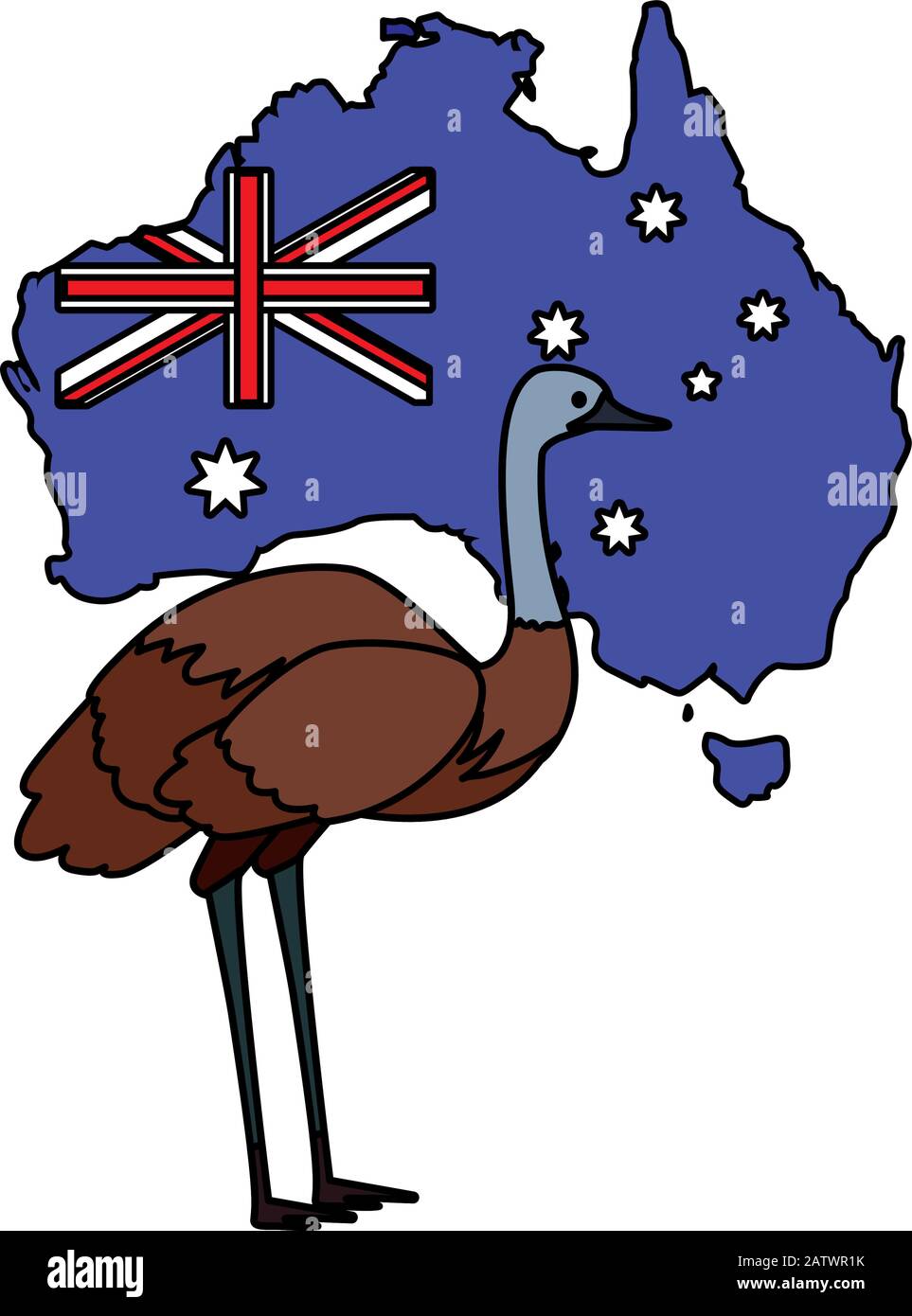 emu with map of australia in the background vector illustration design ...
