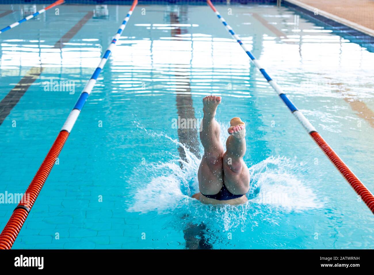Swimmer plunging in the pool Stock Photo - Alamy