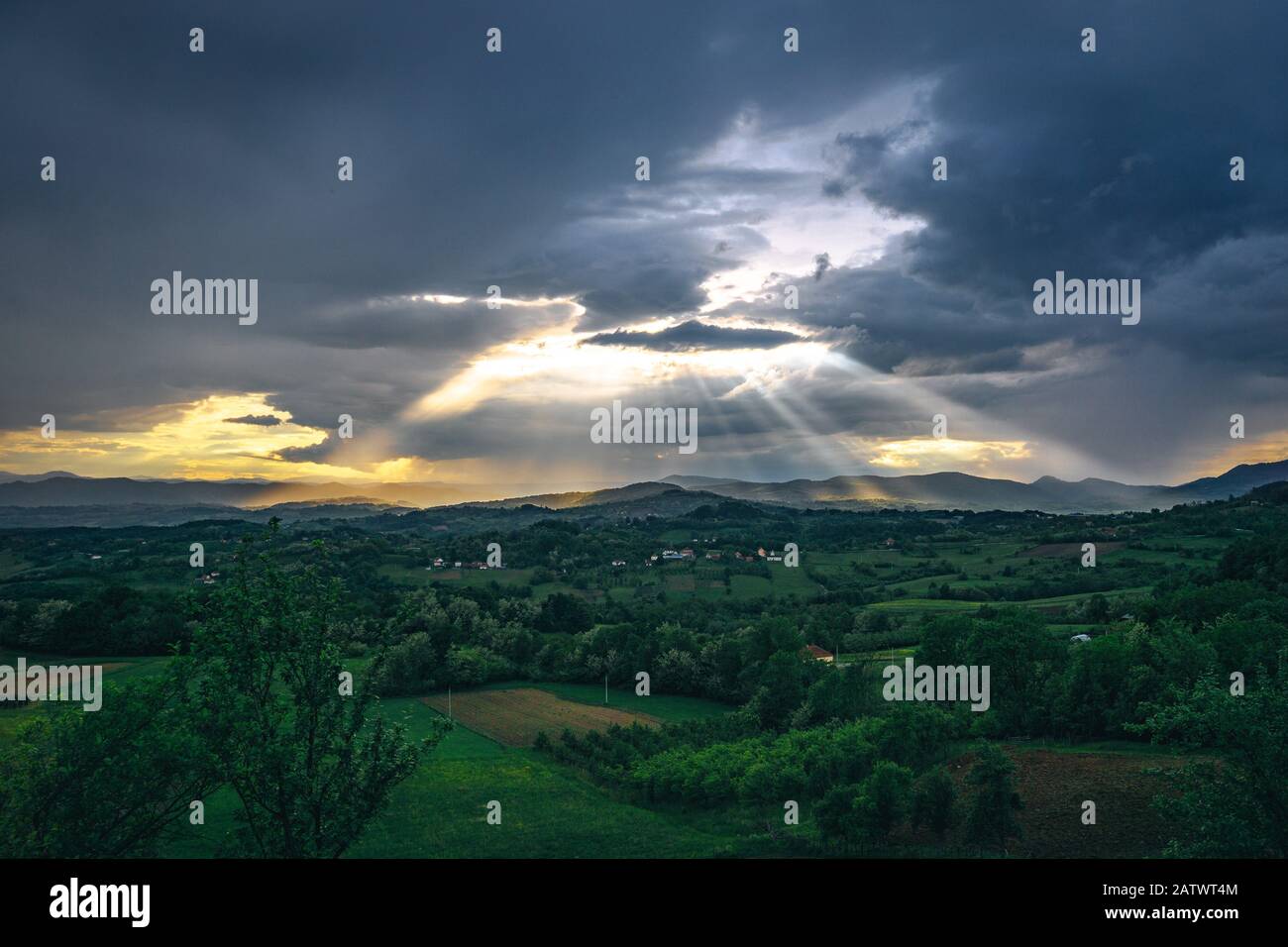 Sun rays and landscape Stock Photo - Alamy