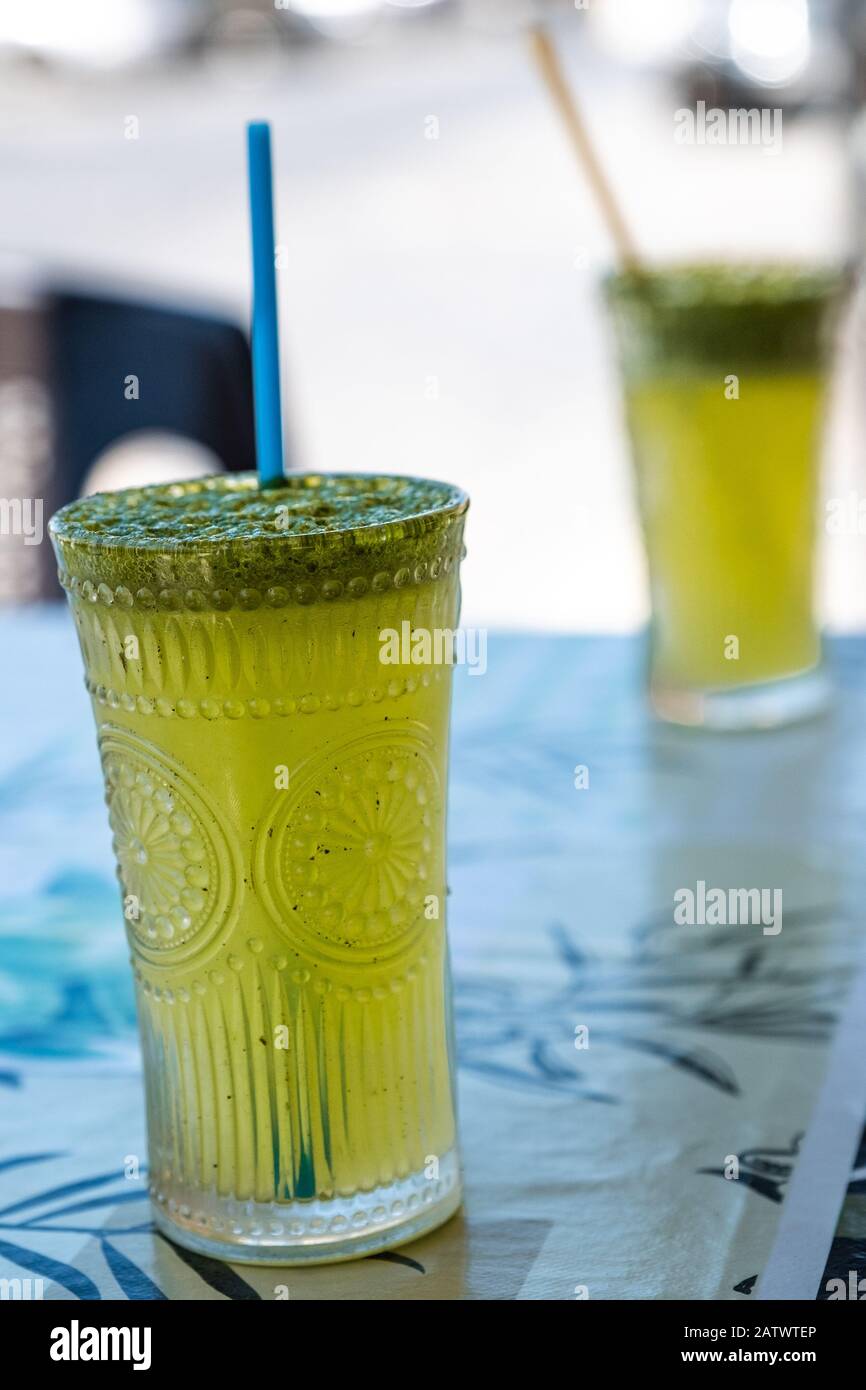 Soft drink in Jordan made with mint,lremon and juice Stock Photo - Alamy