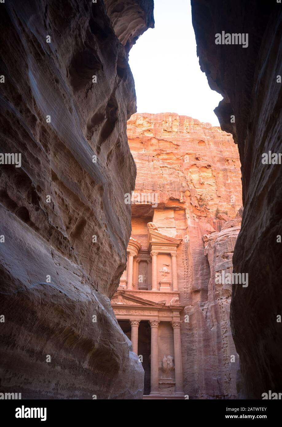 View from Siq on entrance of City of Petra, Jordan Stock Photo - Alamy