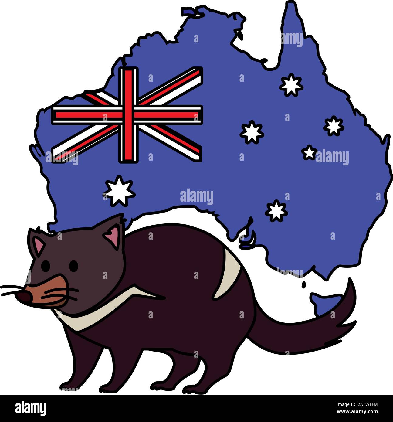 tasmanian devil with map of australia in the background vector ...