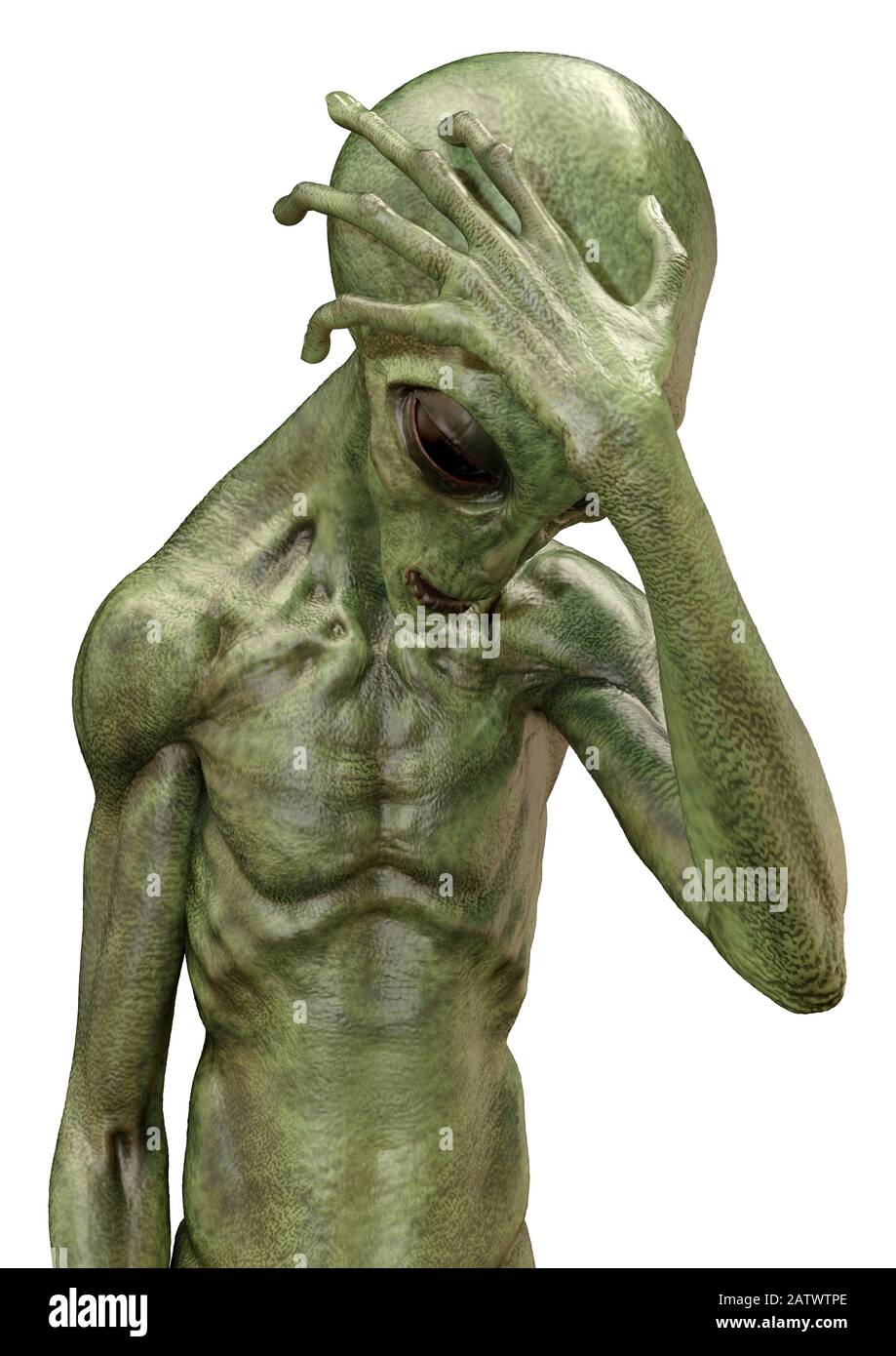 3D rendering of a green alien isolated on white background Stock Photo ...