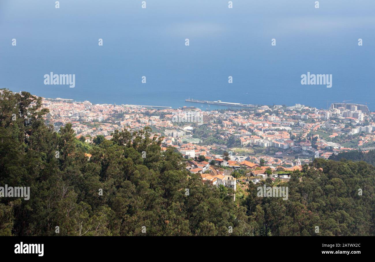 Madeira funchal mountain landscape spectacular view blue sea outdoor ...
