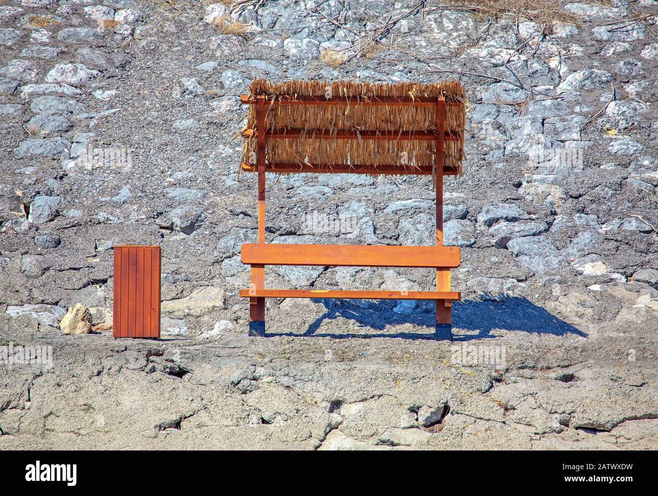 bench on the tropical beach Stock Photo - Alamy