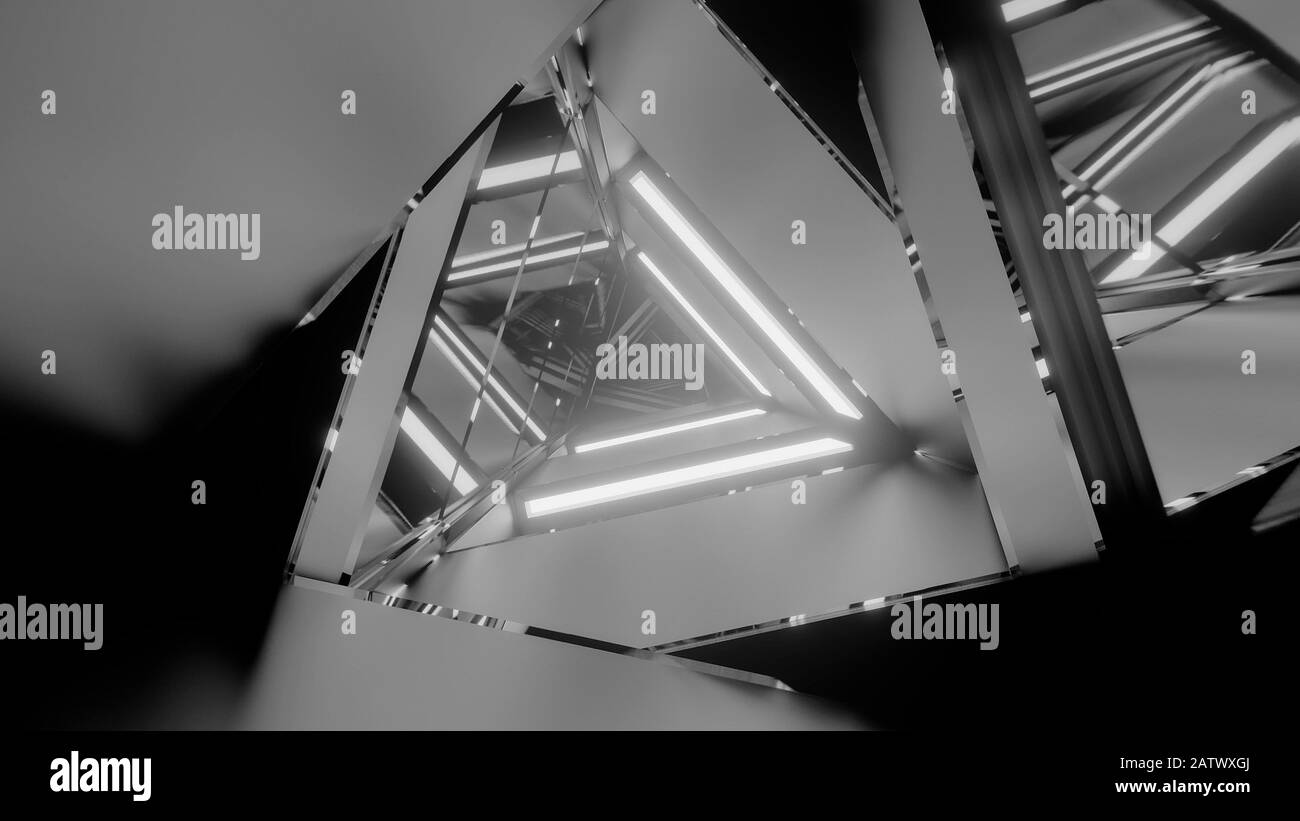 abstract 3d illustration background with abstract rotating metal ...