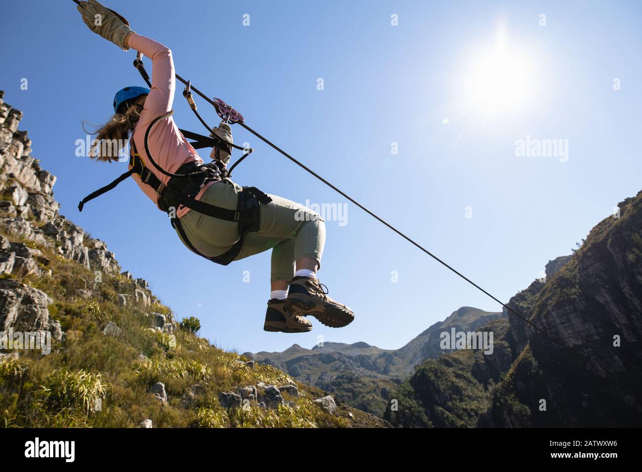 Young Woman Zip Lining High Resolution Stock Photography and Images - Alamy