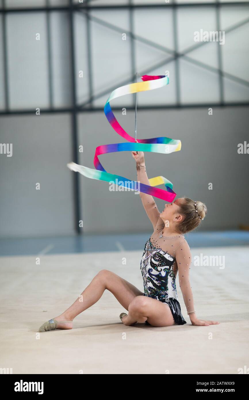 Gymnast girl ribbon hi-res stock photography and images - Alamy