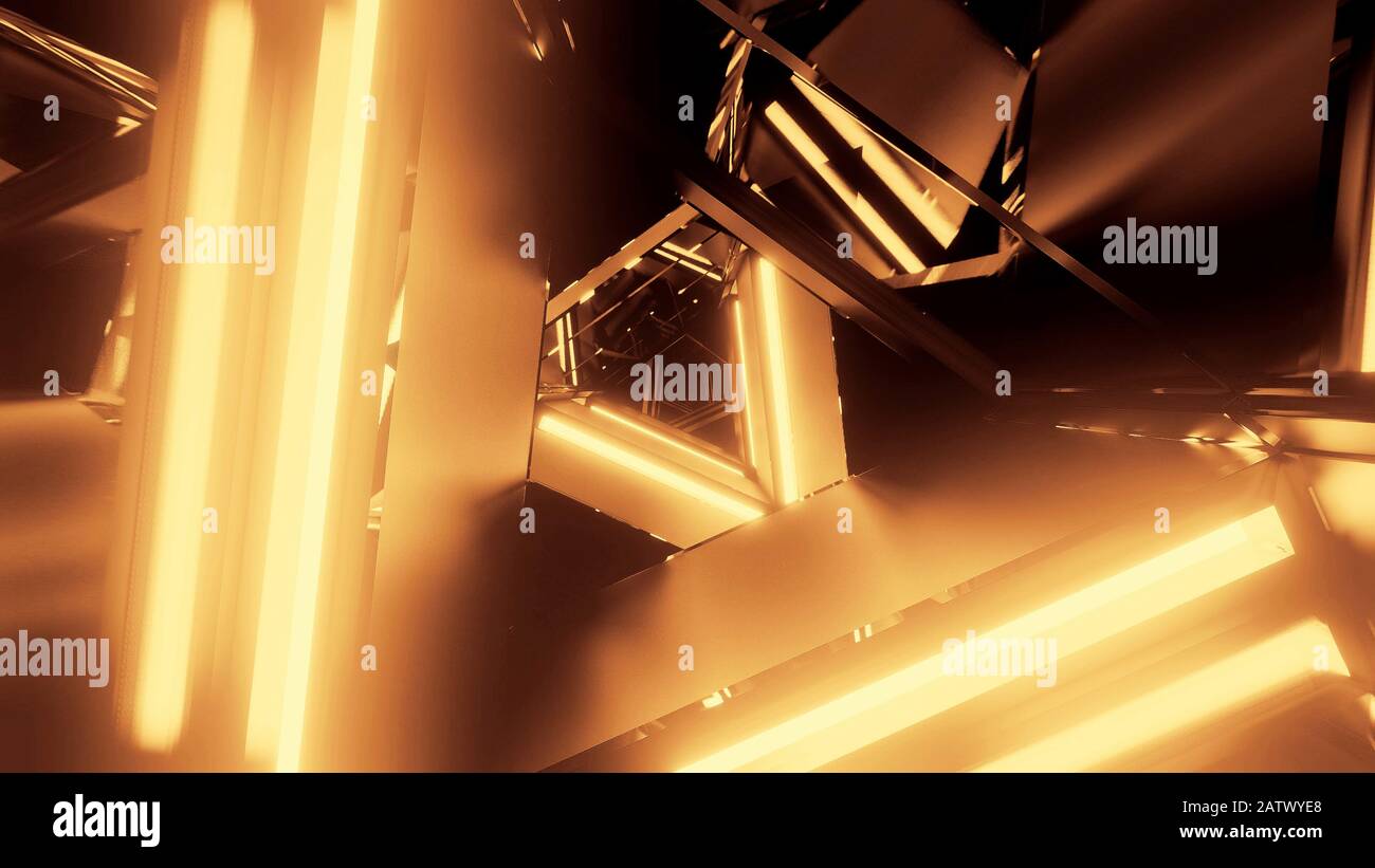 abstract 3d illustration background with abstract rotating metal ...