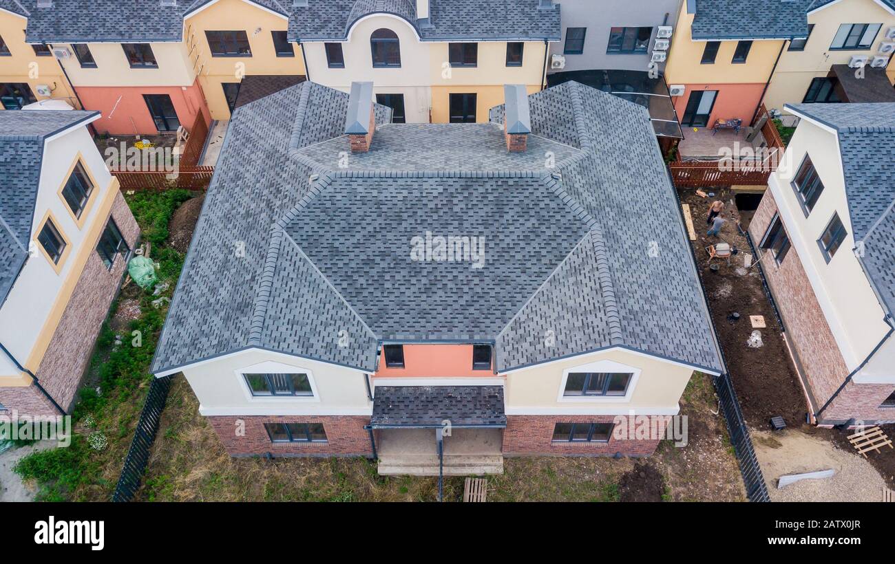 Soft roof, roof tiles, flexible shingles. Roof tiling texture. Flexible ...