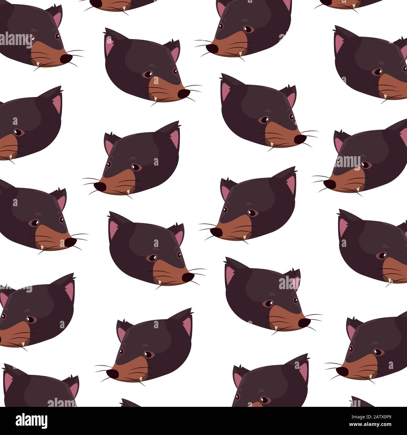 pattern head of tasmanian devil on white background vector illustration ...