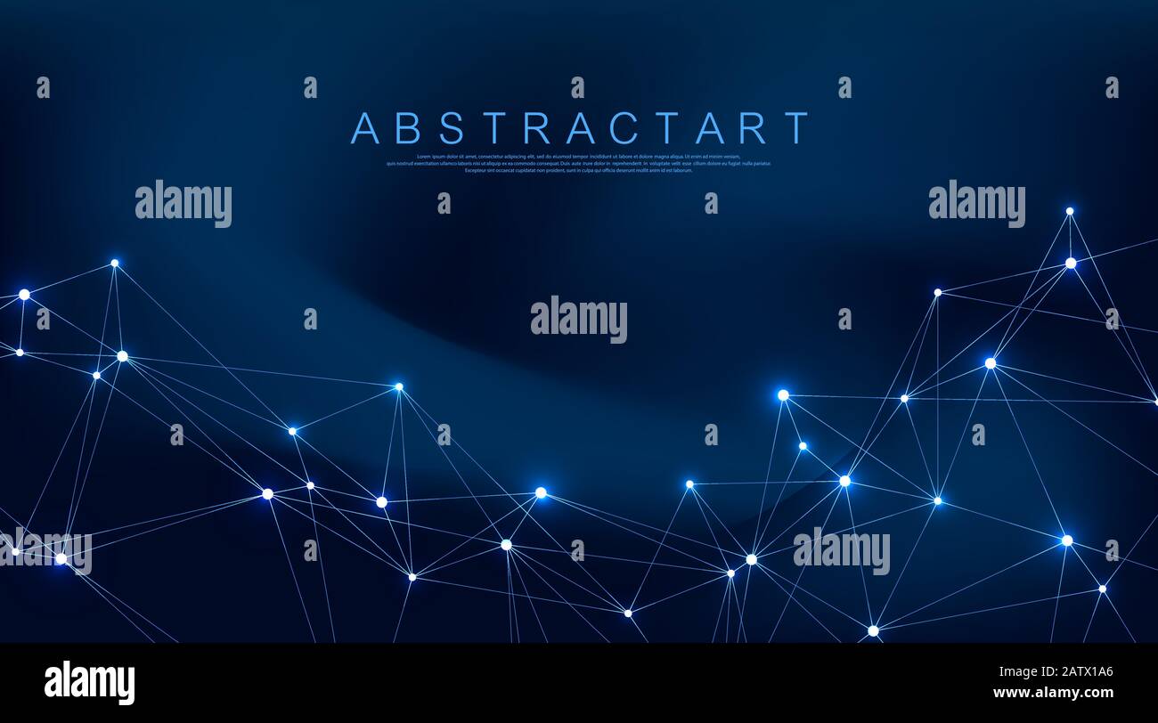 Abstract plexus background with connected lines and dots. Plexus geometric effect. Digital data ...