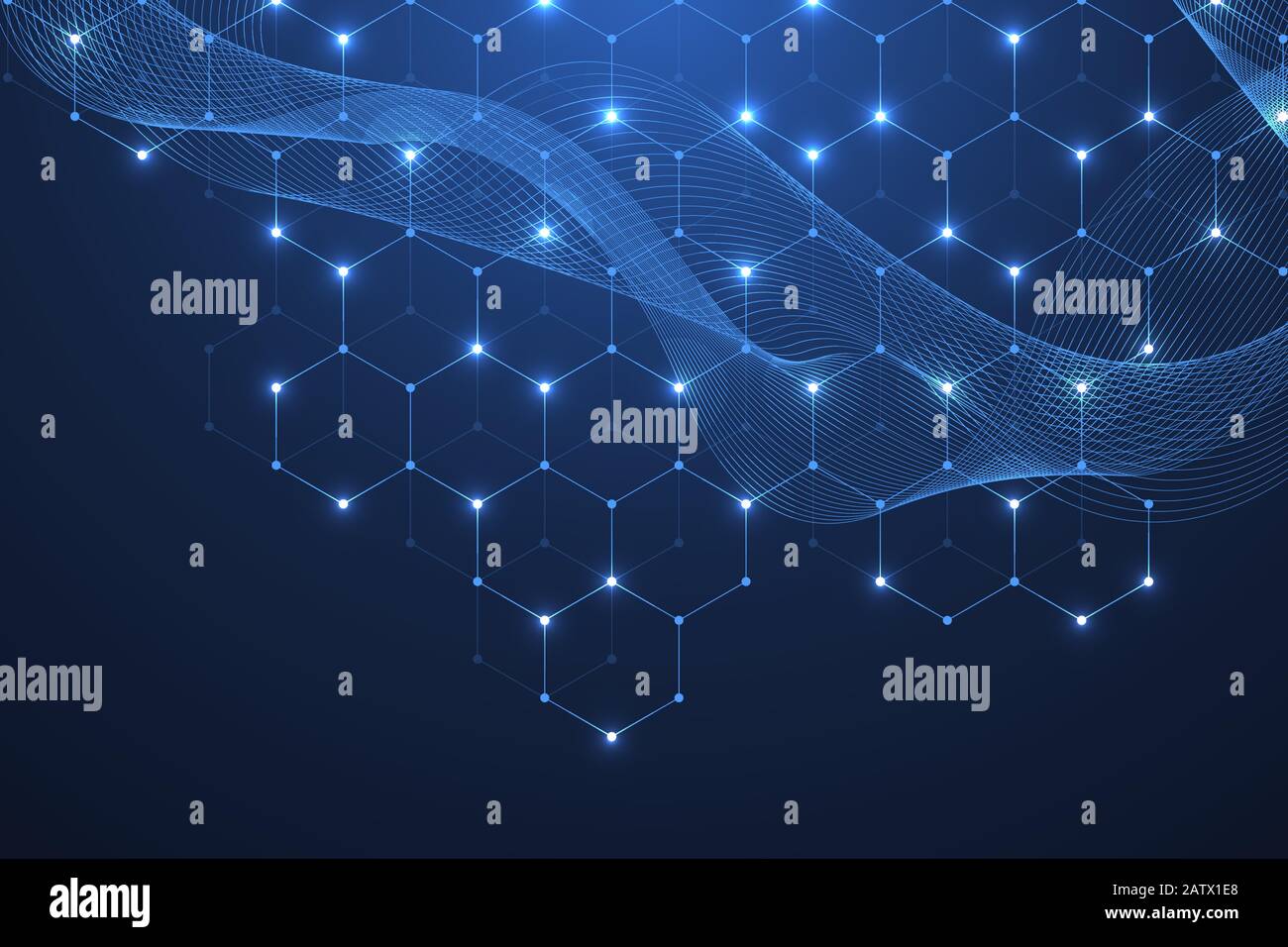 Technology abstract lines and dots connect background with hexagons. Hexagons connection digital ...
