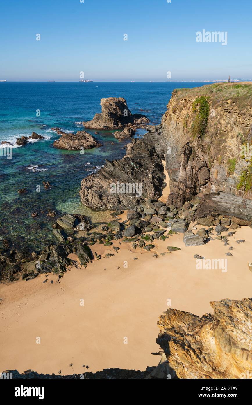 Praia da Samoqueira beach in Portugal Stock Photo - Alamy