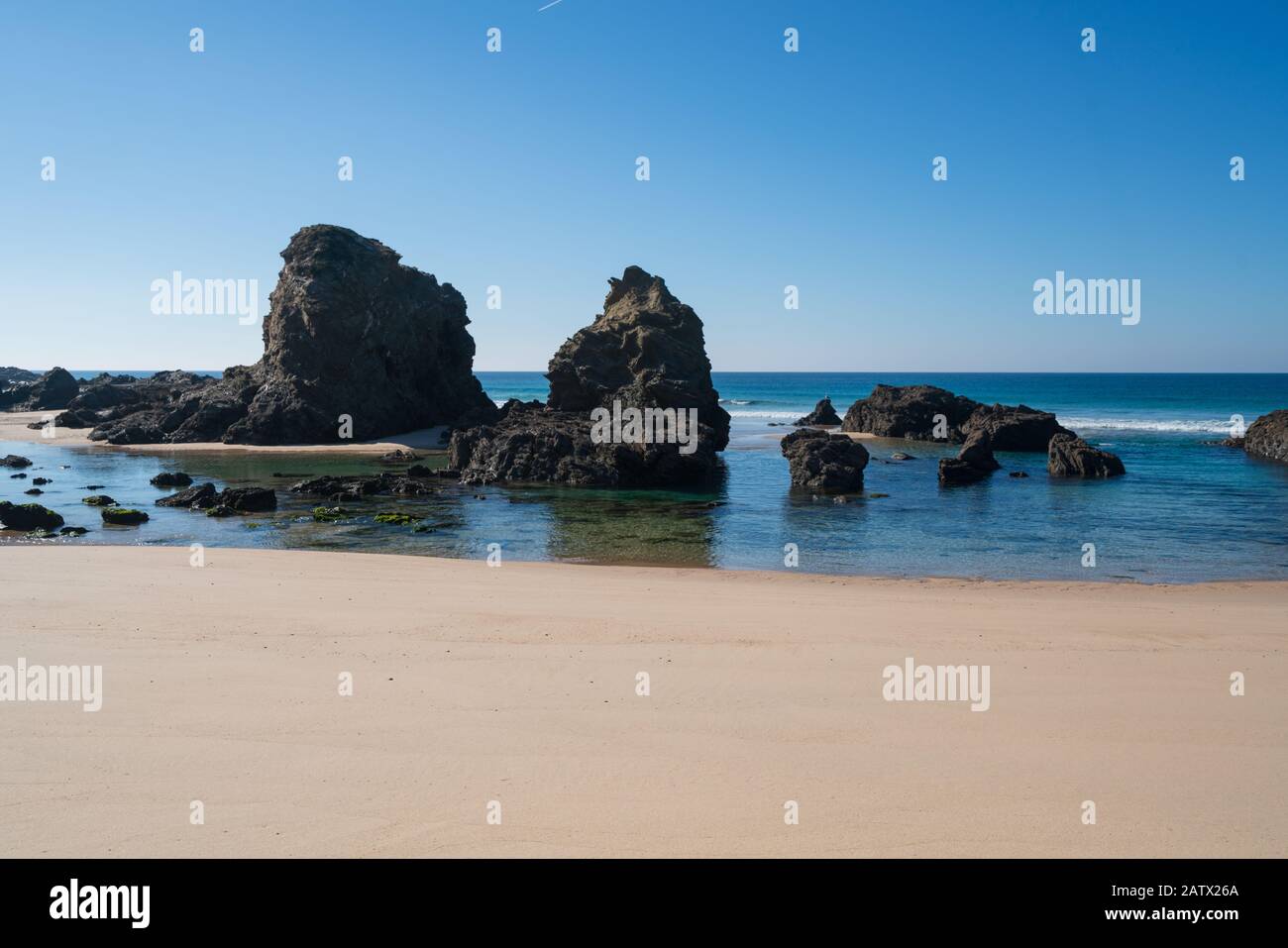 Praia da Samoqueira beach in Portugal Stock Photo - Alamy