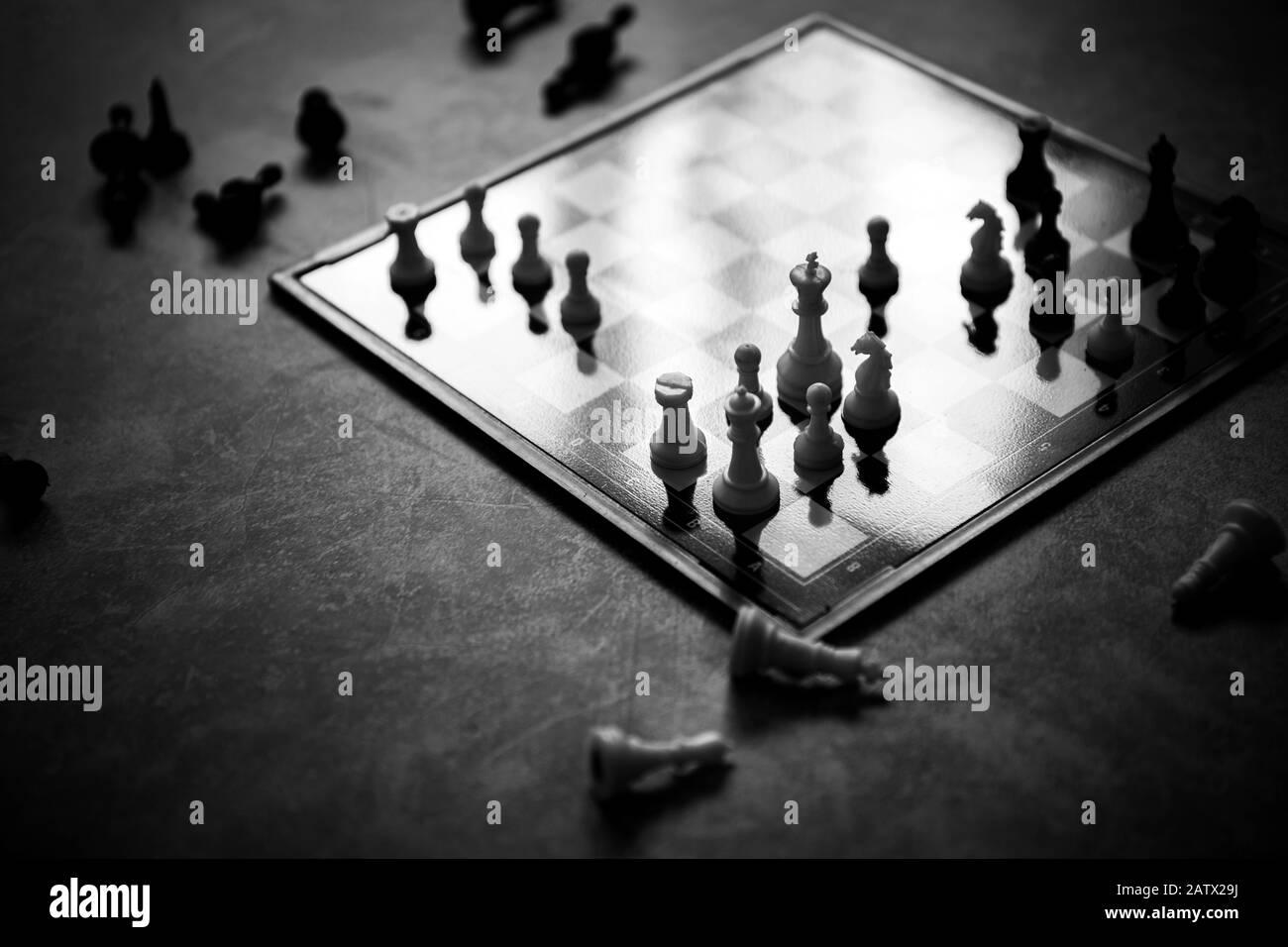 chess figures, a chess game on a modern plastic chessboard Stock Photo ...