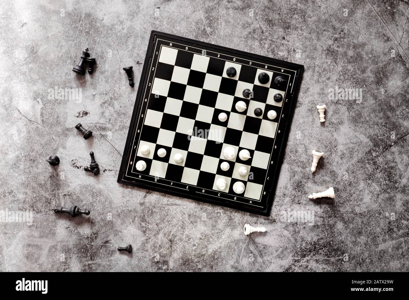 chess figures, a chess game on a modern plastic chessboard Stock Photo ...