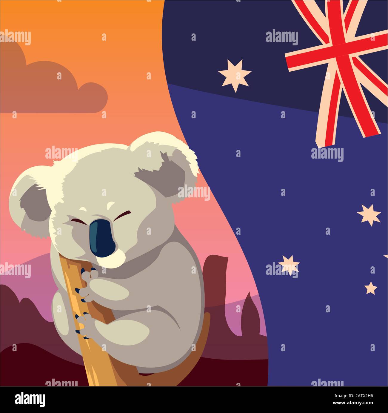 koala with australia flag in the background vector illustration design ...