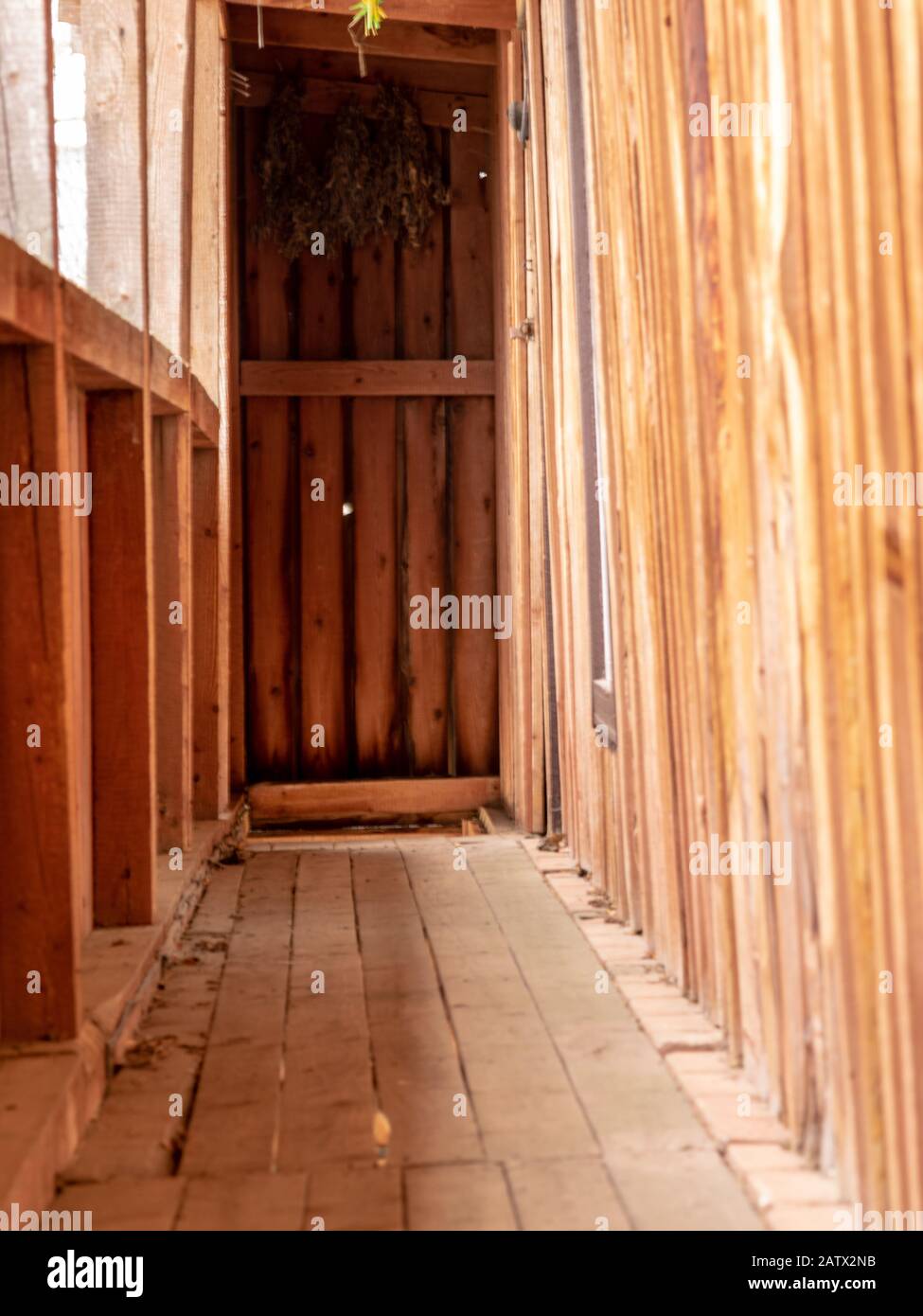 wood board corridor, blurred wood contours, wood texture Stock Photo ...