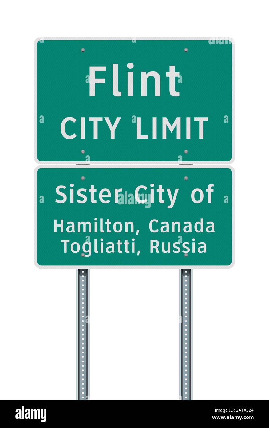 Vector illustration of the Flint City Limit green road sign Stock ...