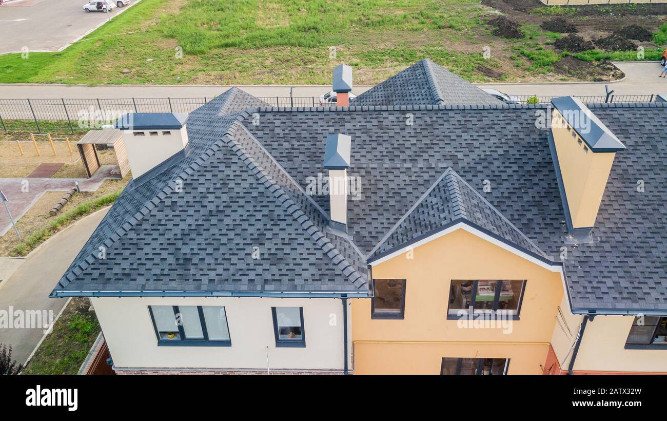 Soft roof, roof tiles, flexible shingles. Roof tiling texture. Flexible ...