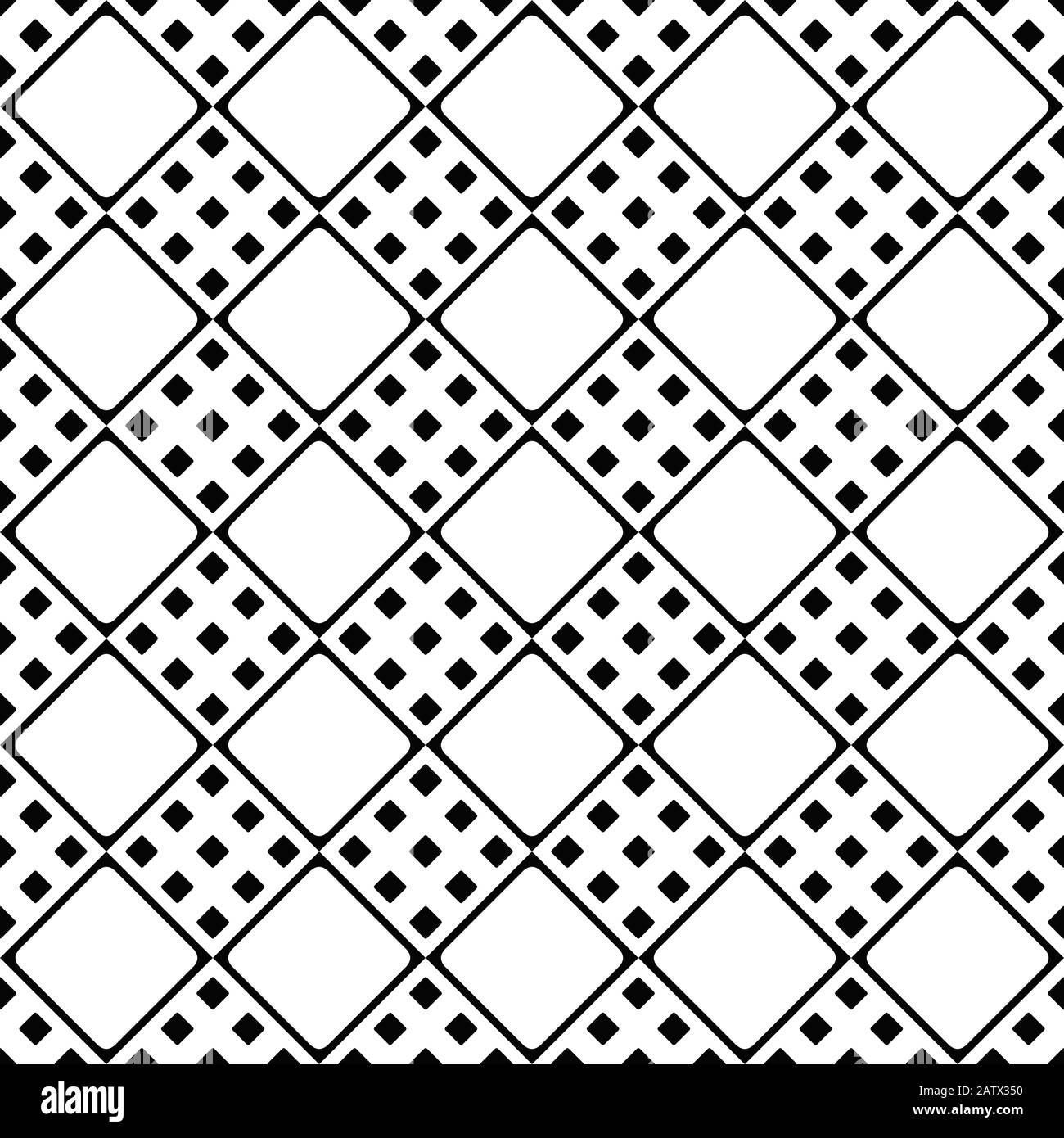 Geometrical monochrome diagonal rounded square pattern background - abstract vector illustration ...