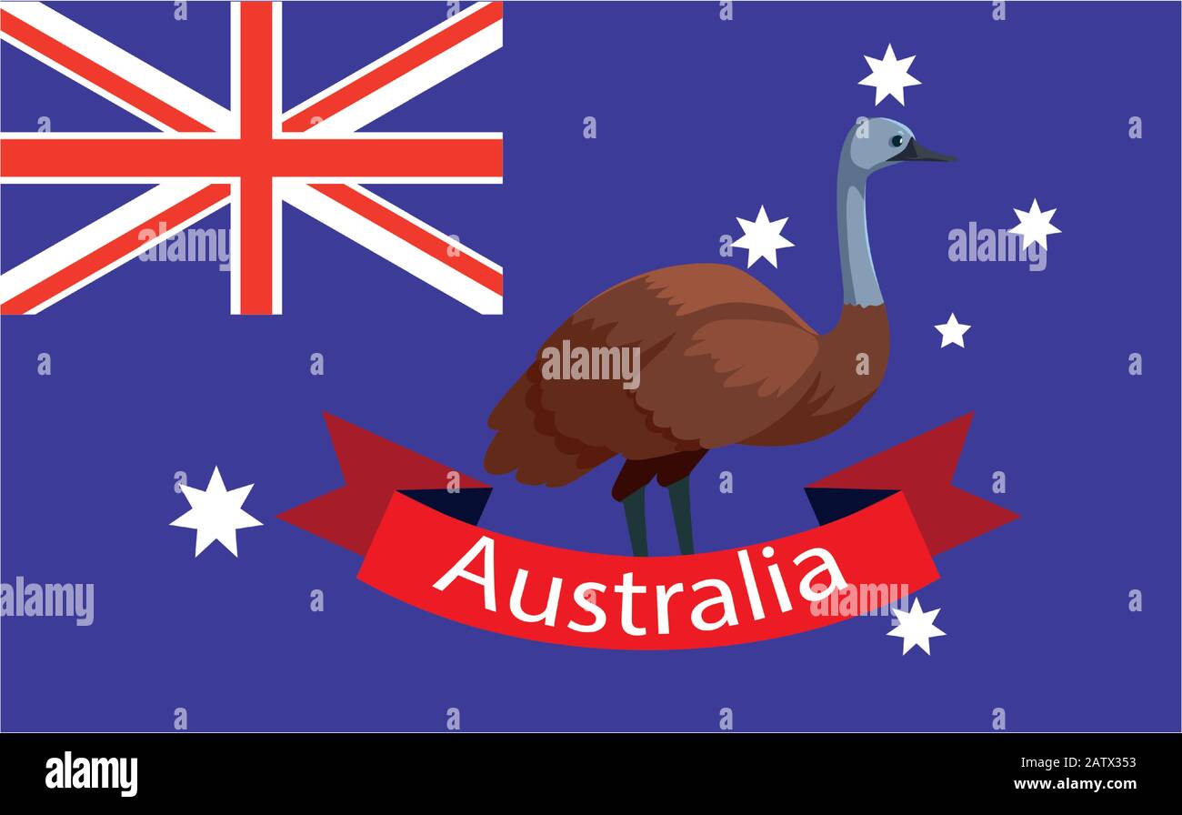 national flag of australia with native animal vector illustration ...