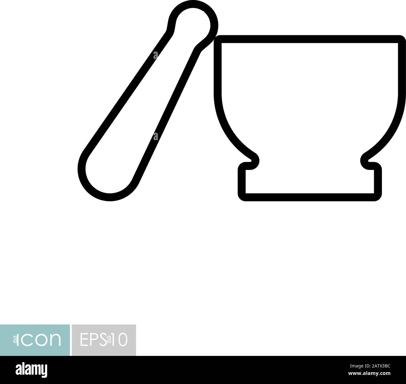 Mortar and Pestle vector icon. Kitchen appliance. Graph symbol for ...
