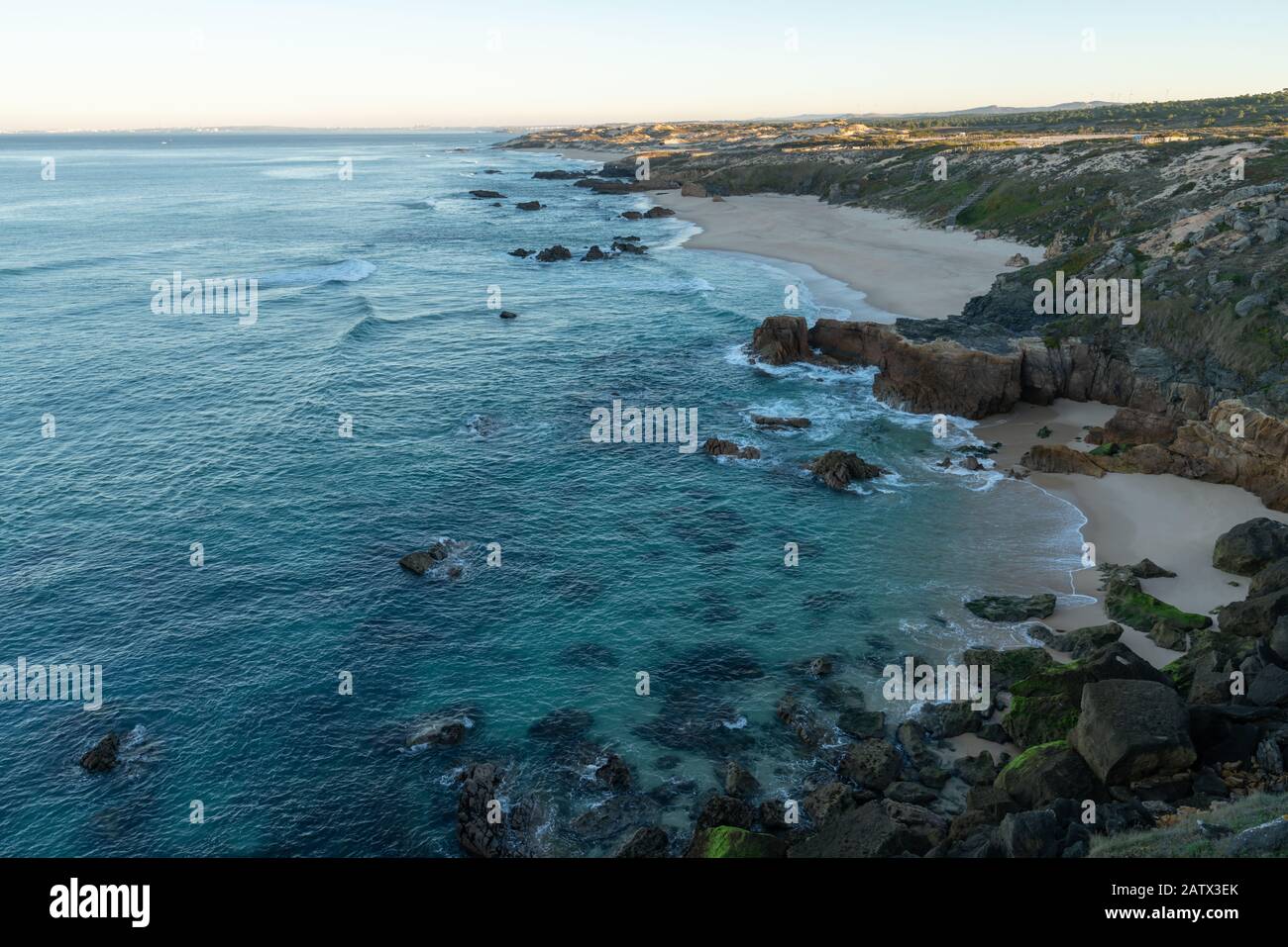 Praia do Malhao beach view at sunrise, in Portugal Stock Photo - Alamy