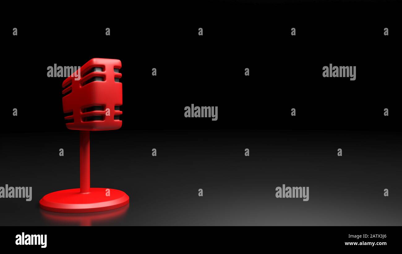 Old style red microphone on a white background - 3D rendering ...