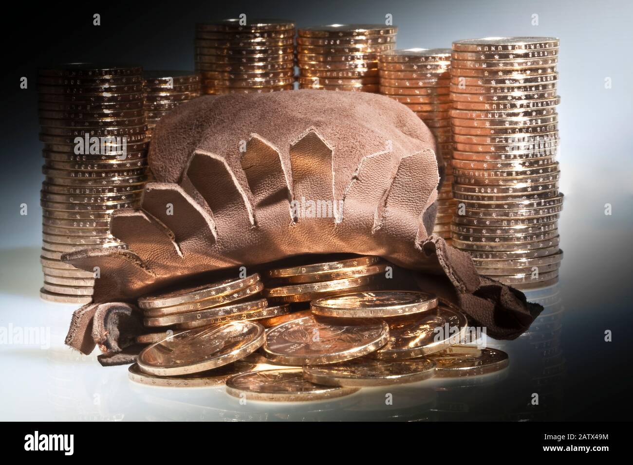 Stacks of dollar gold coins with native american sacajawea's image ...