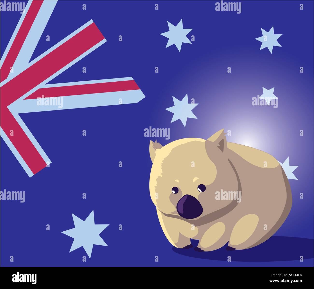 wombat with australia flag in the background vector illustration design ...