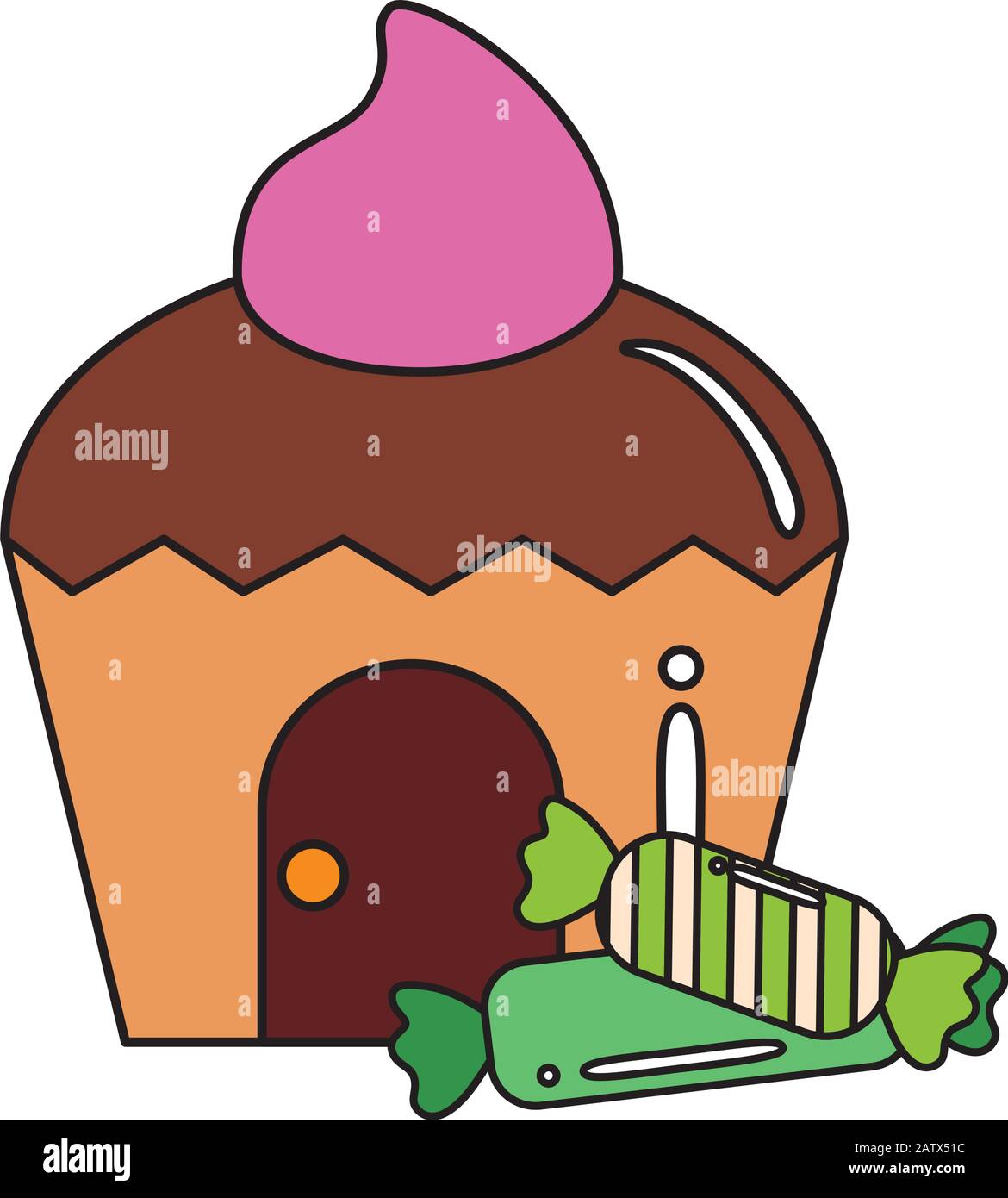 cupcake house delicious with candies isolated icon Stock Vector Image ...