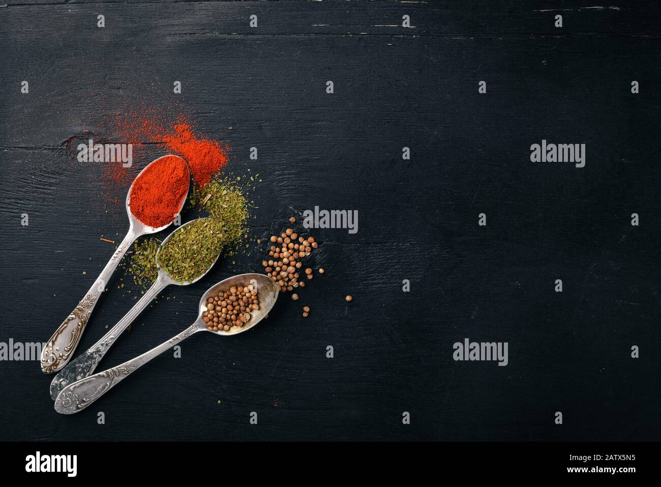 Spices and herbs. A large assortment of spices. Indian cuisine. On the ...