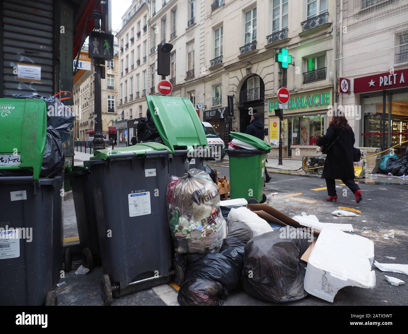 Paris, France. 05th Feb, 2020. Garbage piles up on the Rue des Petits ...