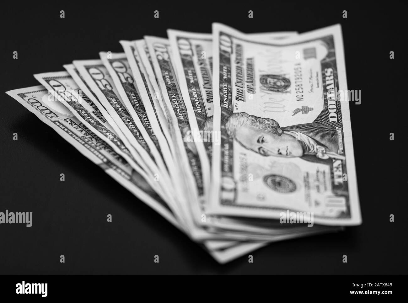 Woman with dollar of bank note Black and White Stock Photos & Images ...