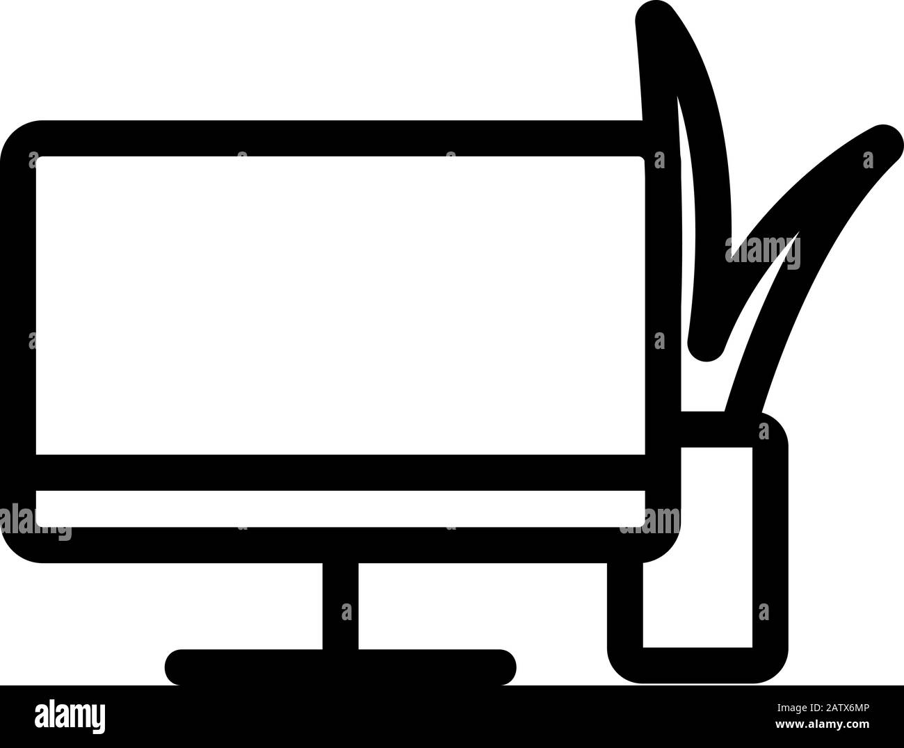 Monitor and plant icon vector. Isolated contour symbol illustration ...