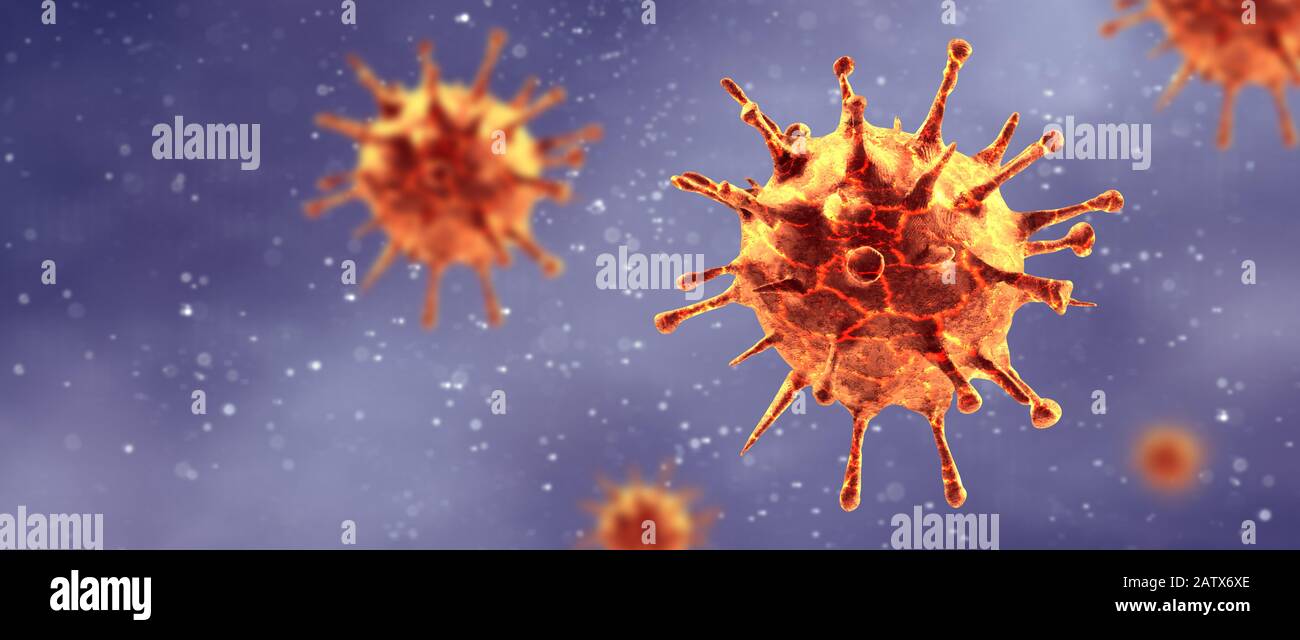 Microscopic view of influenza virus cells Stock Photo - Alamy