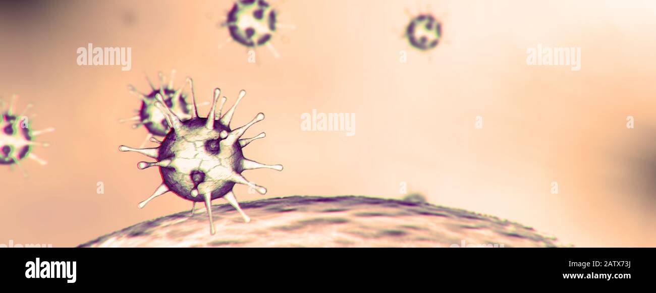 Microscopic view of influenza virus cells Stock Photo - Alamy