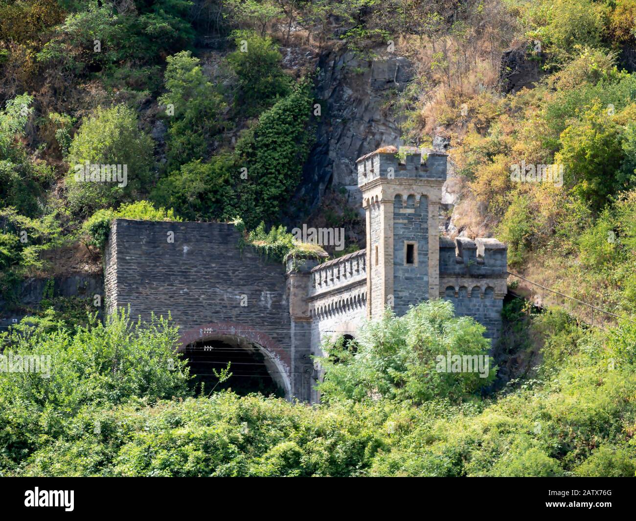 RHINELAND-PALATINATE, GERMANY - JULY 06, 2019: Ornate railway tunnel ...