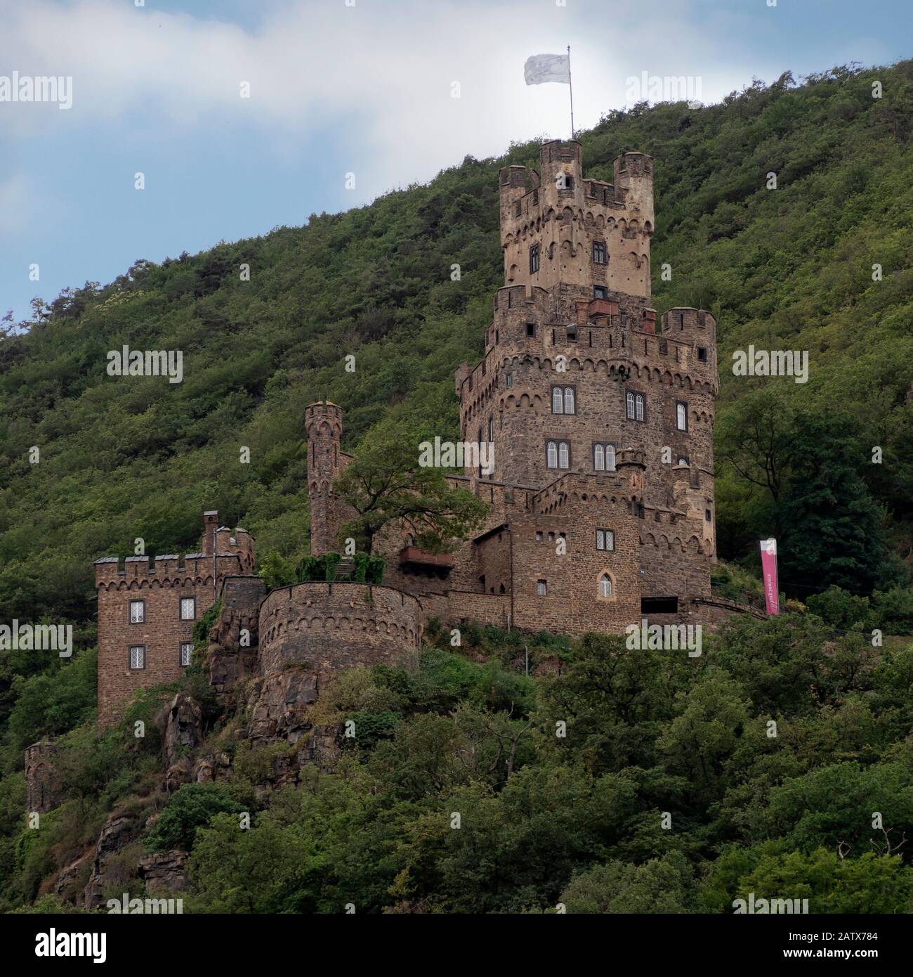 NIEDERHEIMBACH, GERMANY - JULY 06, 2019: View of Sooneck Castle as seen ...