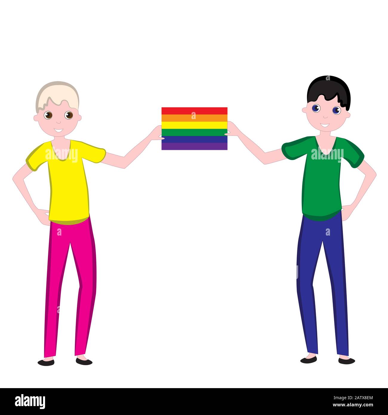 Two young guys holding a rainbow flag symbol of LGBT Stock Vector Image ...