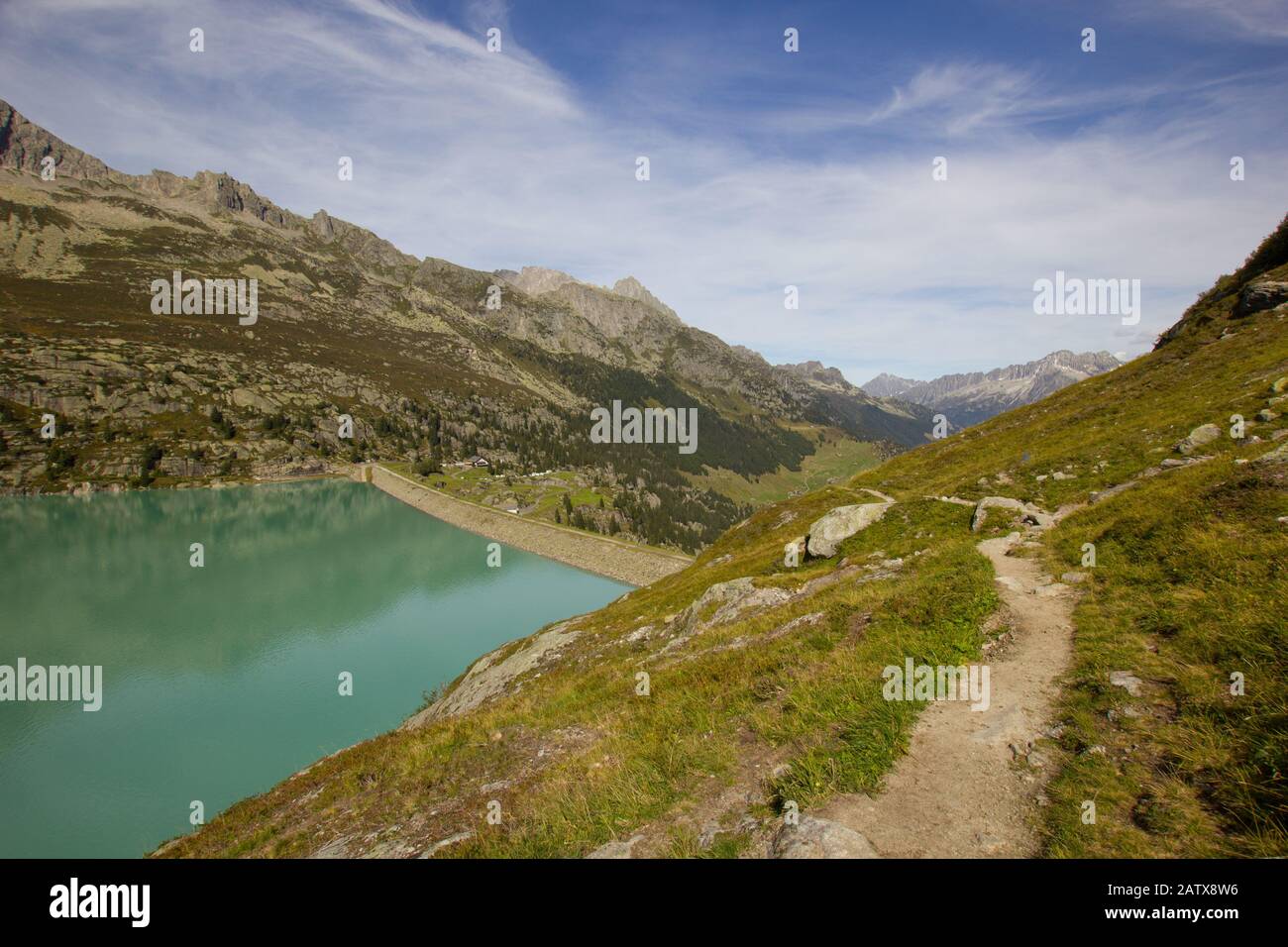 Dam impounding lake Goeschenen in the Swiss alps Stock Photo - Alamy