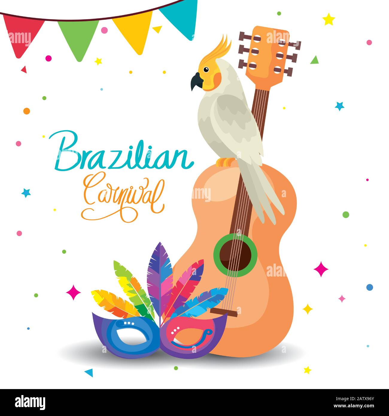 poster of carnival brazil with parrot and traditional icons Stock ...