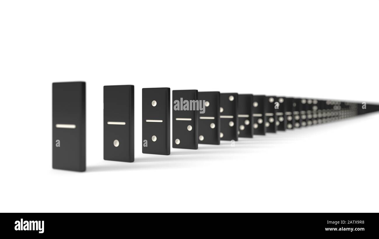 domino chips on white background. black chips with white dots. 3d ...