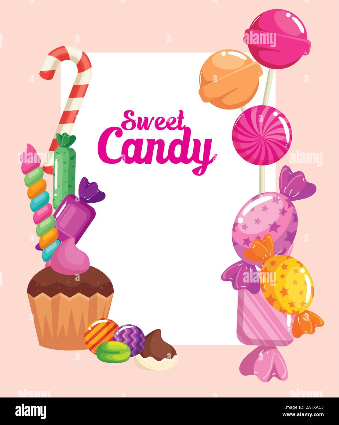 poster of candy shop with cupcake and candies Stock Vector Image & Art ...