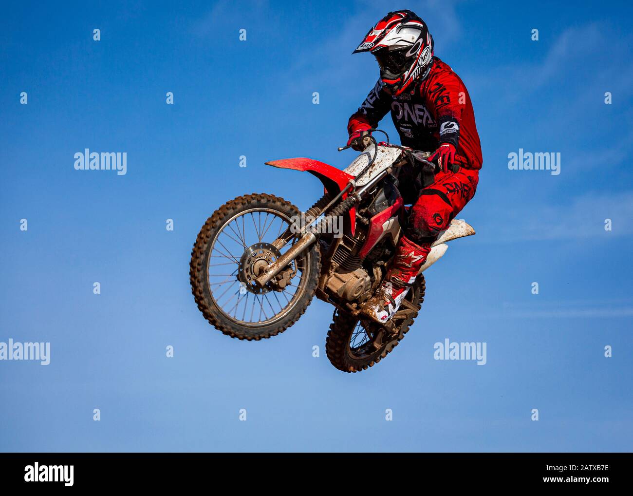 CARDIFF, WALES. 05 Feb 2020. Motocross extreme sports action at the ...