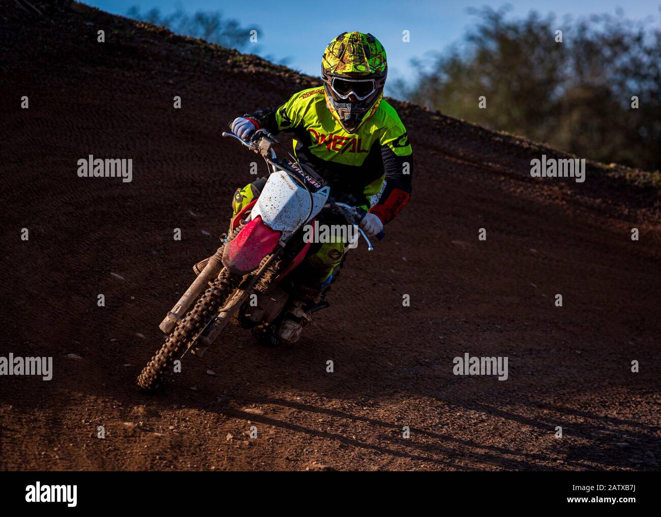 CARDIFF, WALES. 05 Feb 2020. Motocross extreme sports action at the ...