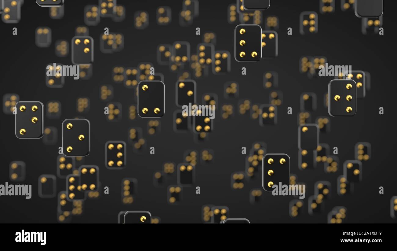 braille alphabet on dark background. black letter chips with golden ...