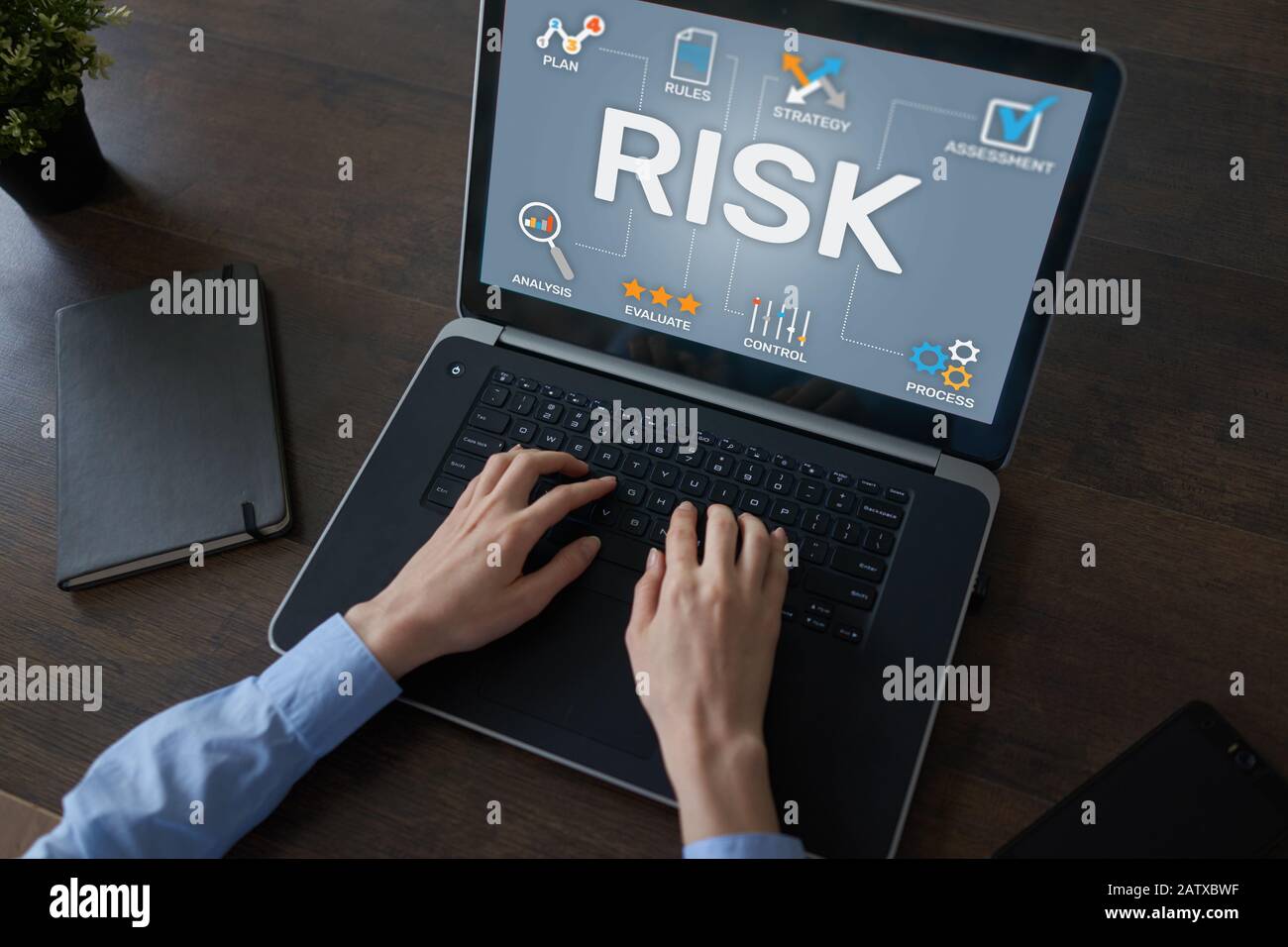 Risk management business and technology concept on virtual screen Stock ...